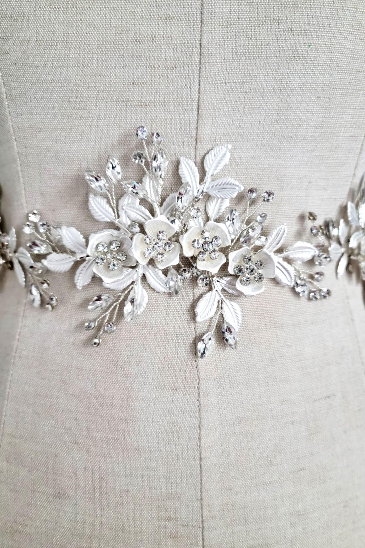 Crystal Jewel Belt With Flowers and Petals, Rhinestones, and Tie On ...