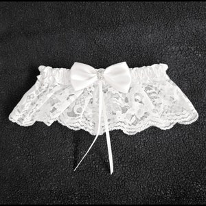 Wedding White Lingerie Garter Belt With Rose and Ribbon One Size Fits ...