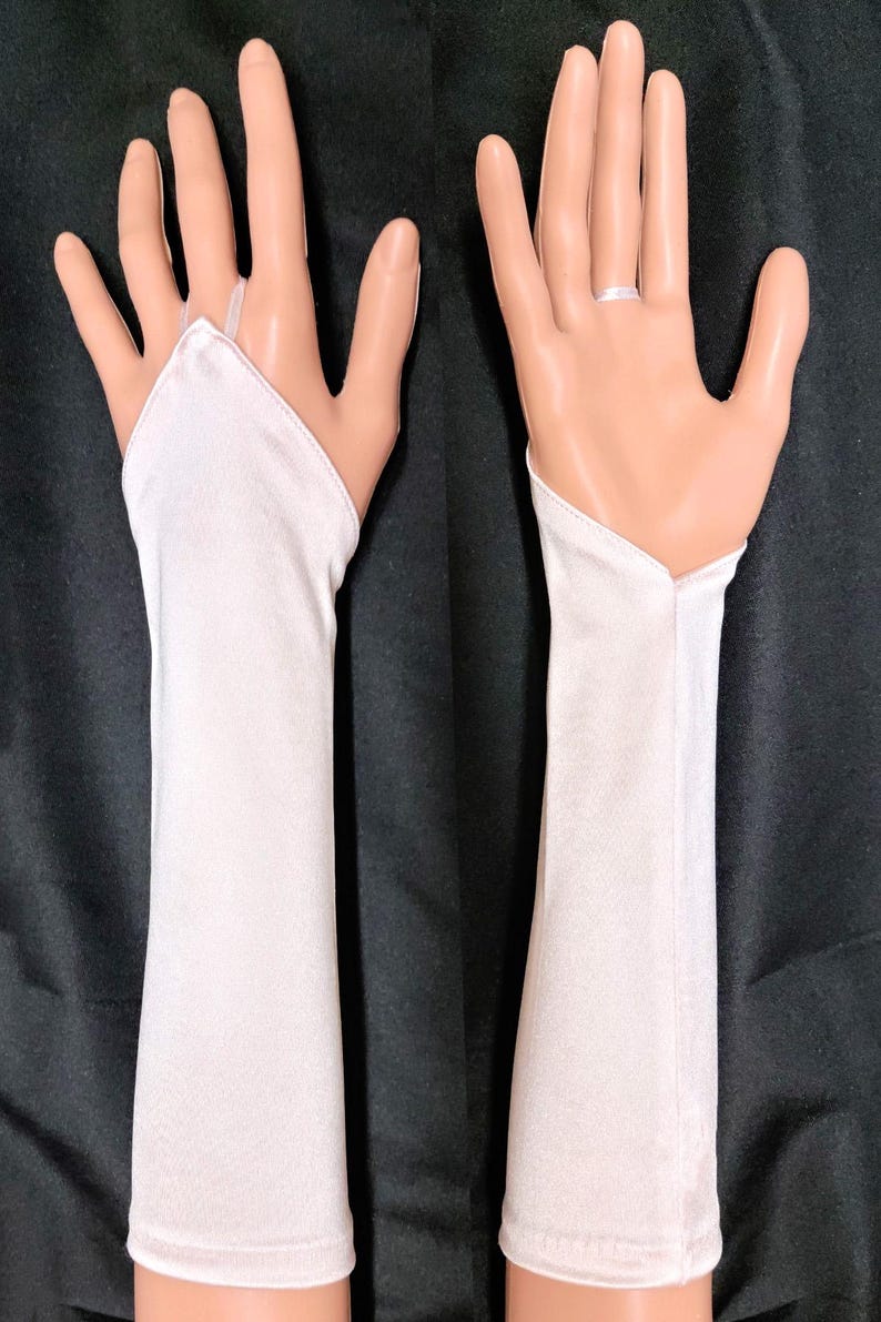 Pair of Fingerless Satin Evening Gloves, Multiple Color Options, for ...
