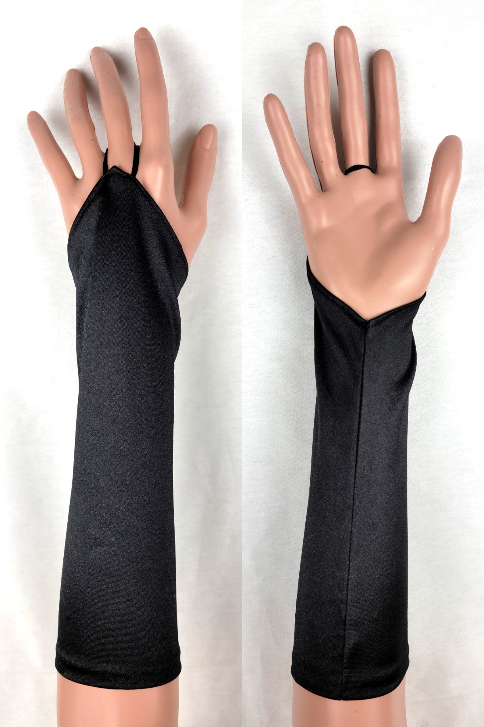Pair of Fingerless Satin Evening Gloves, Multiple Color Options, for ...