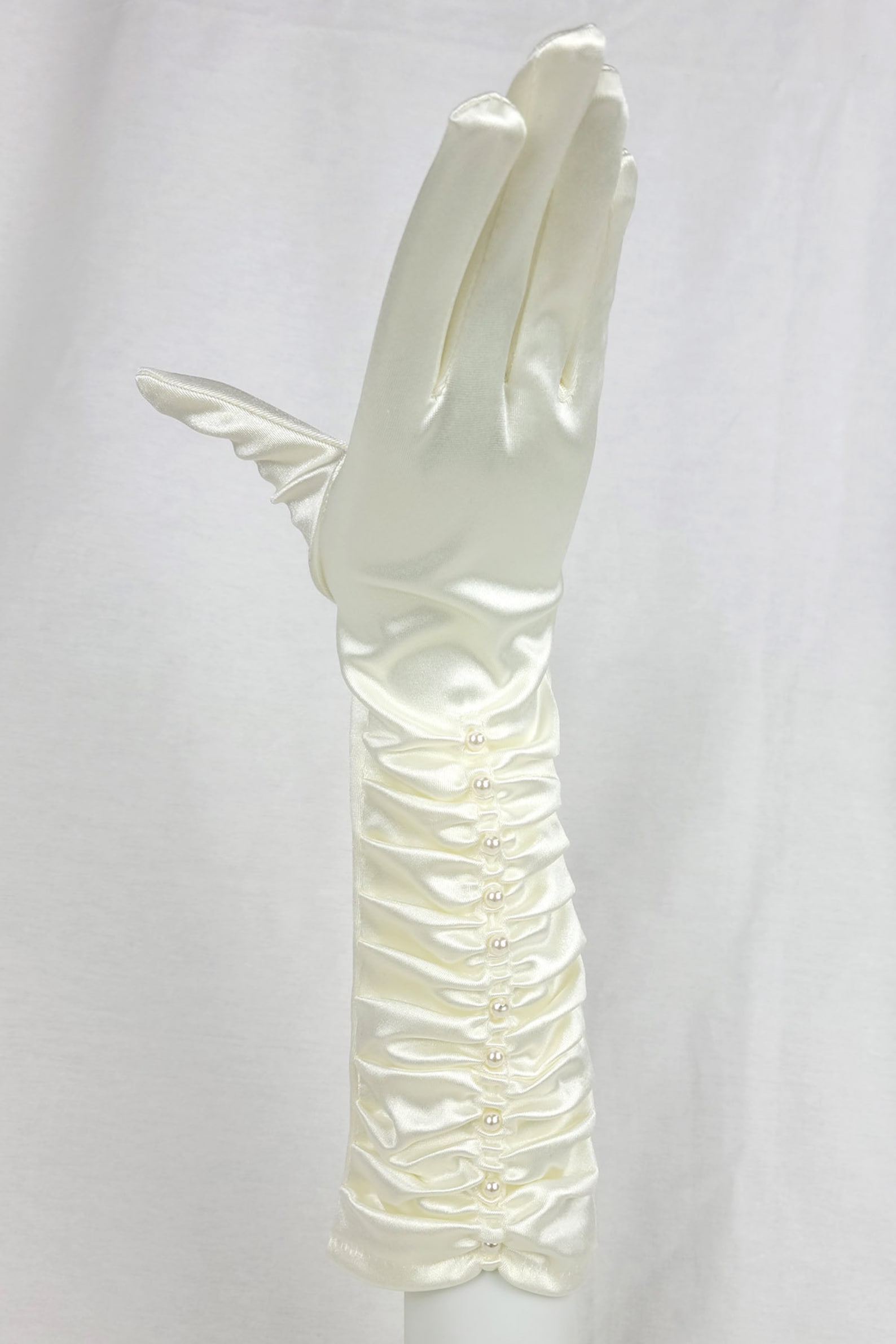 Pair of Satin Glove With Line of Pearls, One Size Fits All for Formal ...