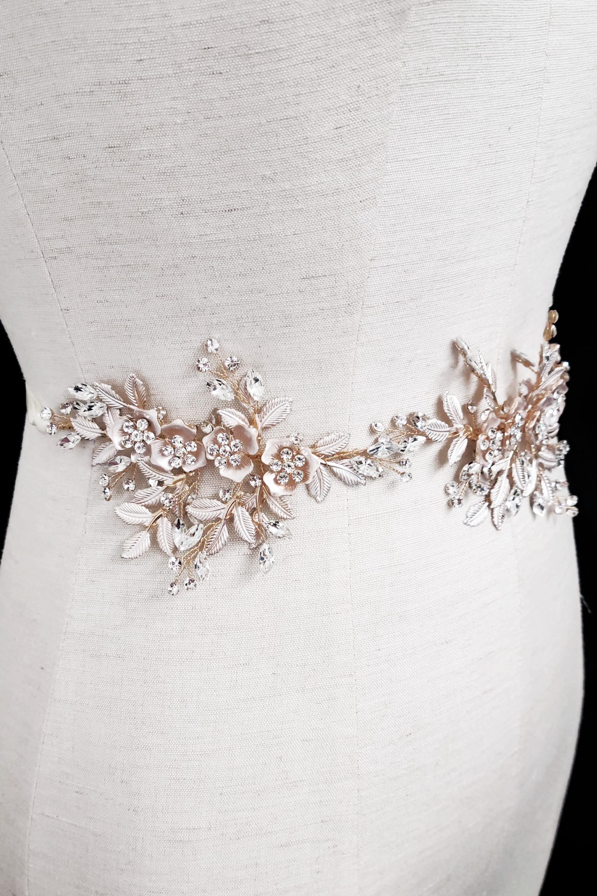 Crystal Jewel Belt With Flowers and Petals, Rhinestones, and Tie On ...