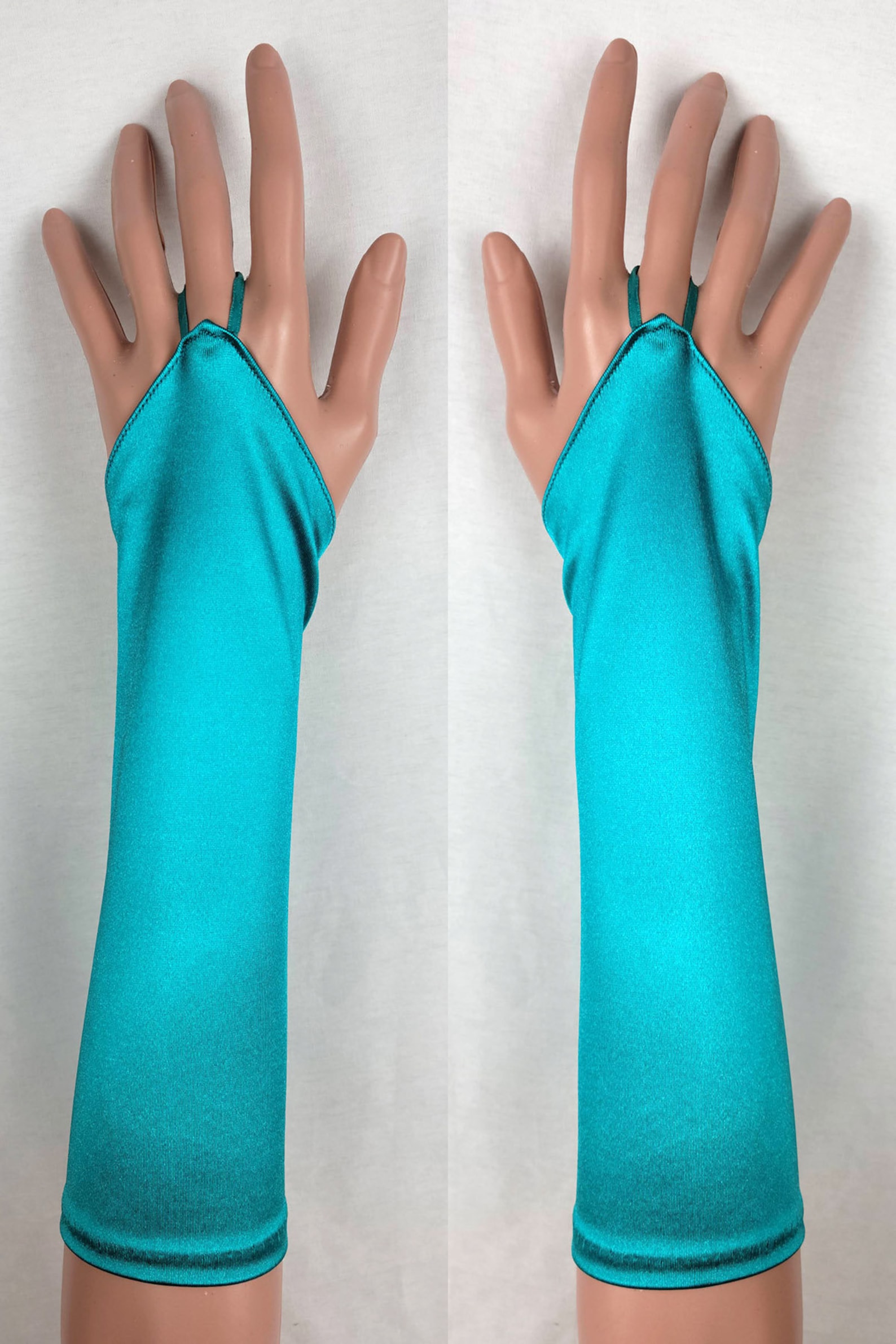 Pair of Fingerless Satin Evening Gloves, Multiple Color Options, for ...