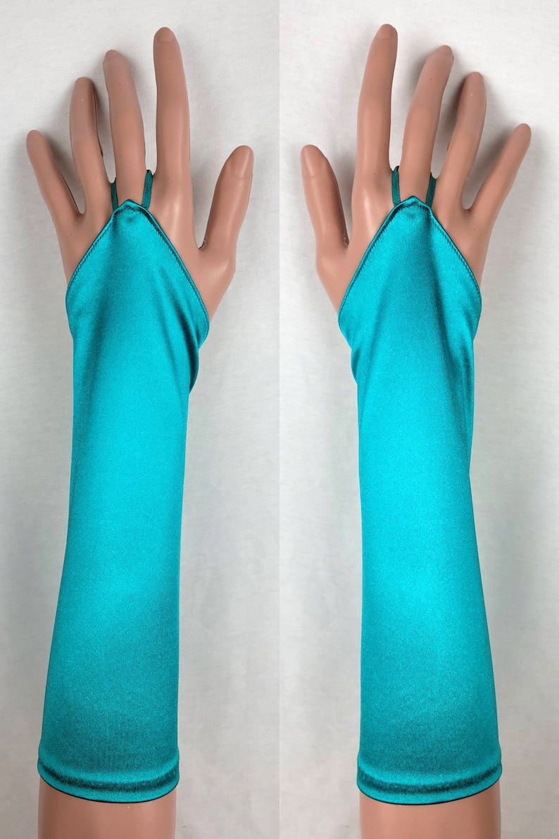 Pair of Fingerless Satin Evening Gloves, Multiple Color Options, for ...