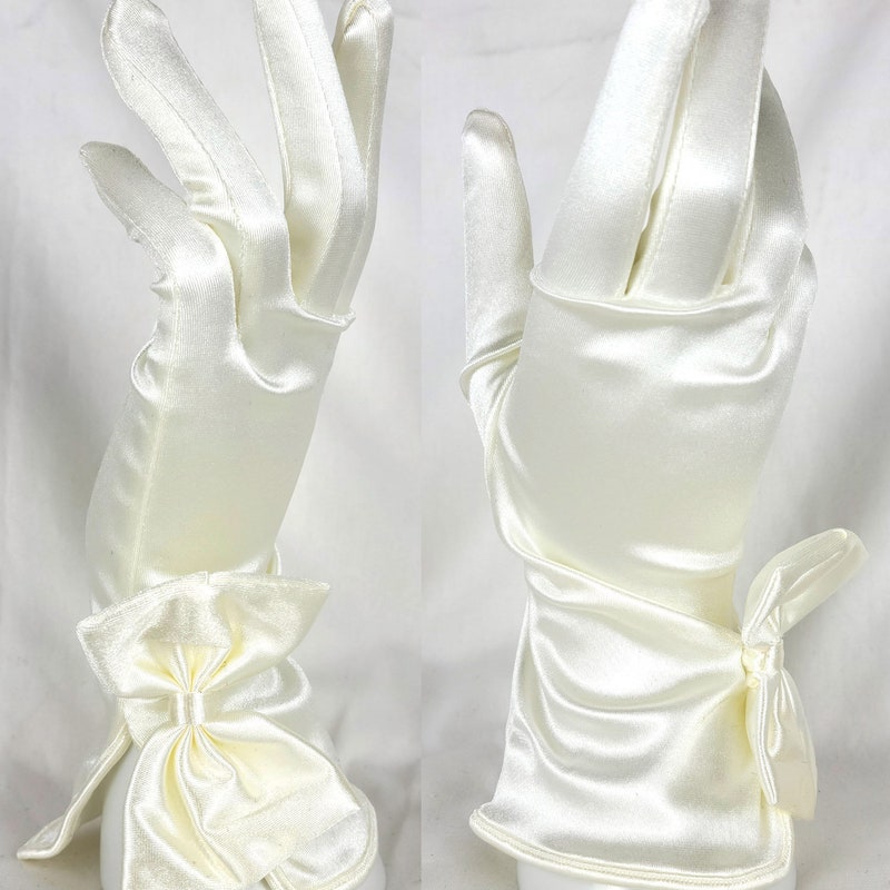 Ivory Satin Bridal Gloves - Etsy