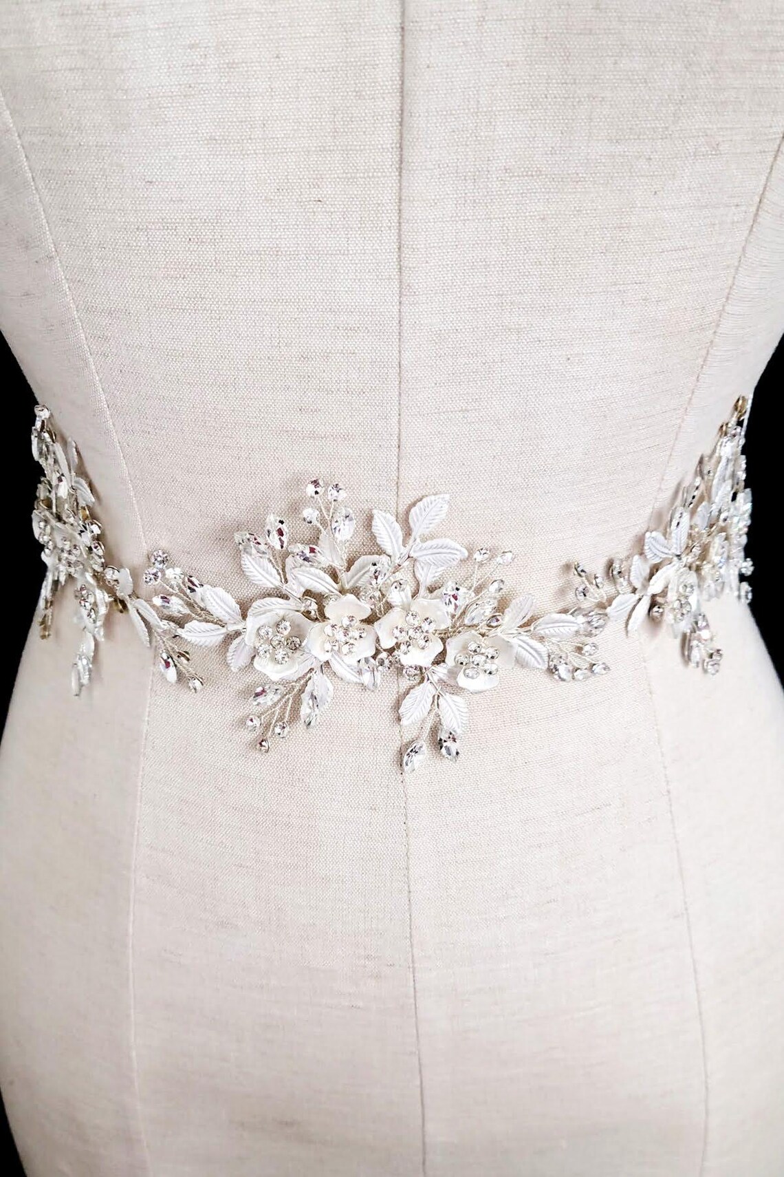 Crystal Jewel Belt With Flowers and Petals, Rhinestones, and Tie On ...