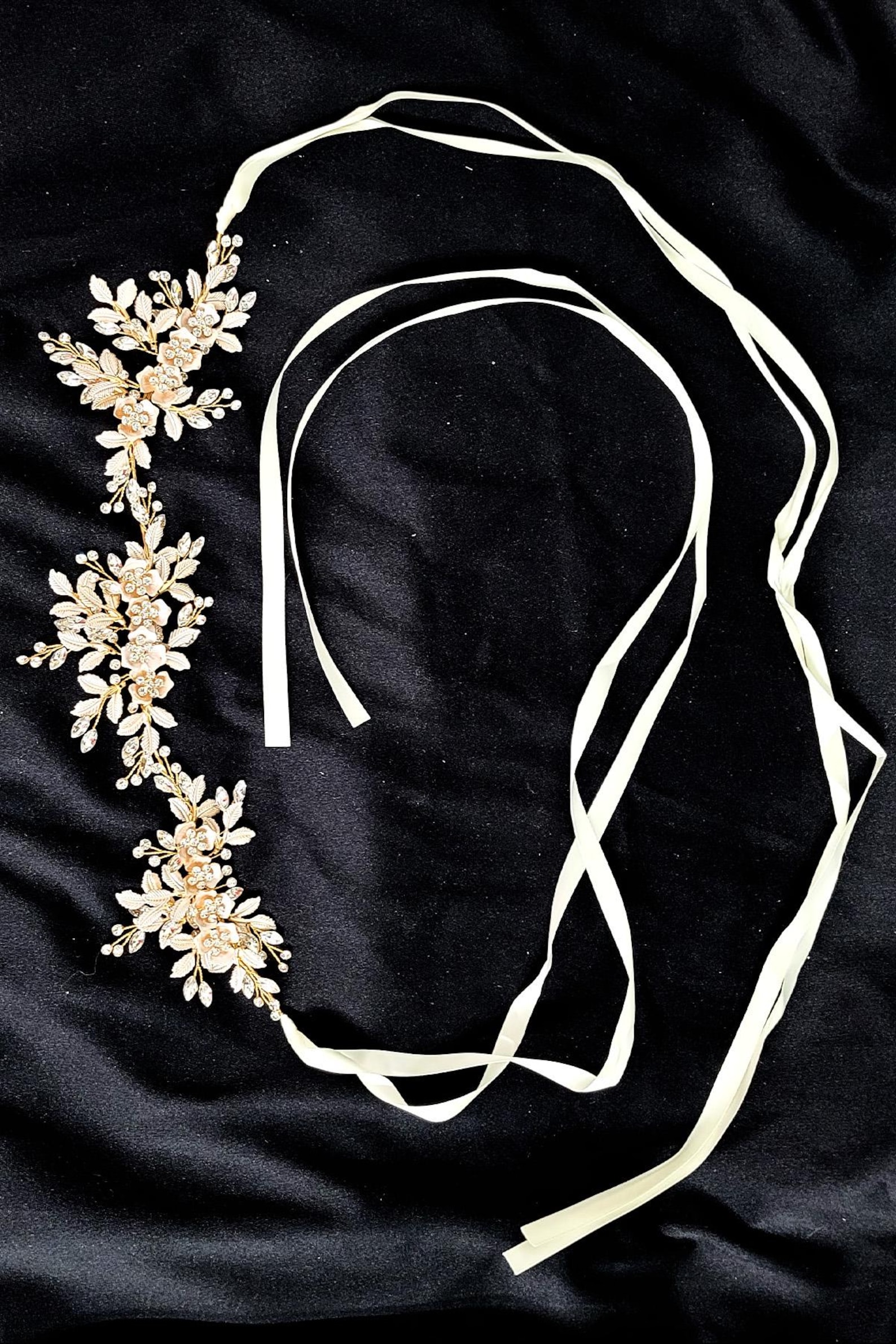 Crystal Jewel Belt With Flowers and Petals, Rhinestones, and Tie On ...