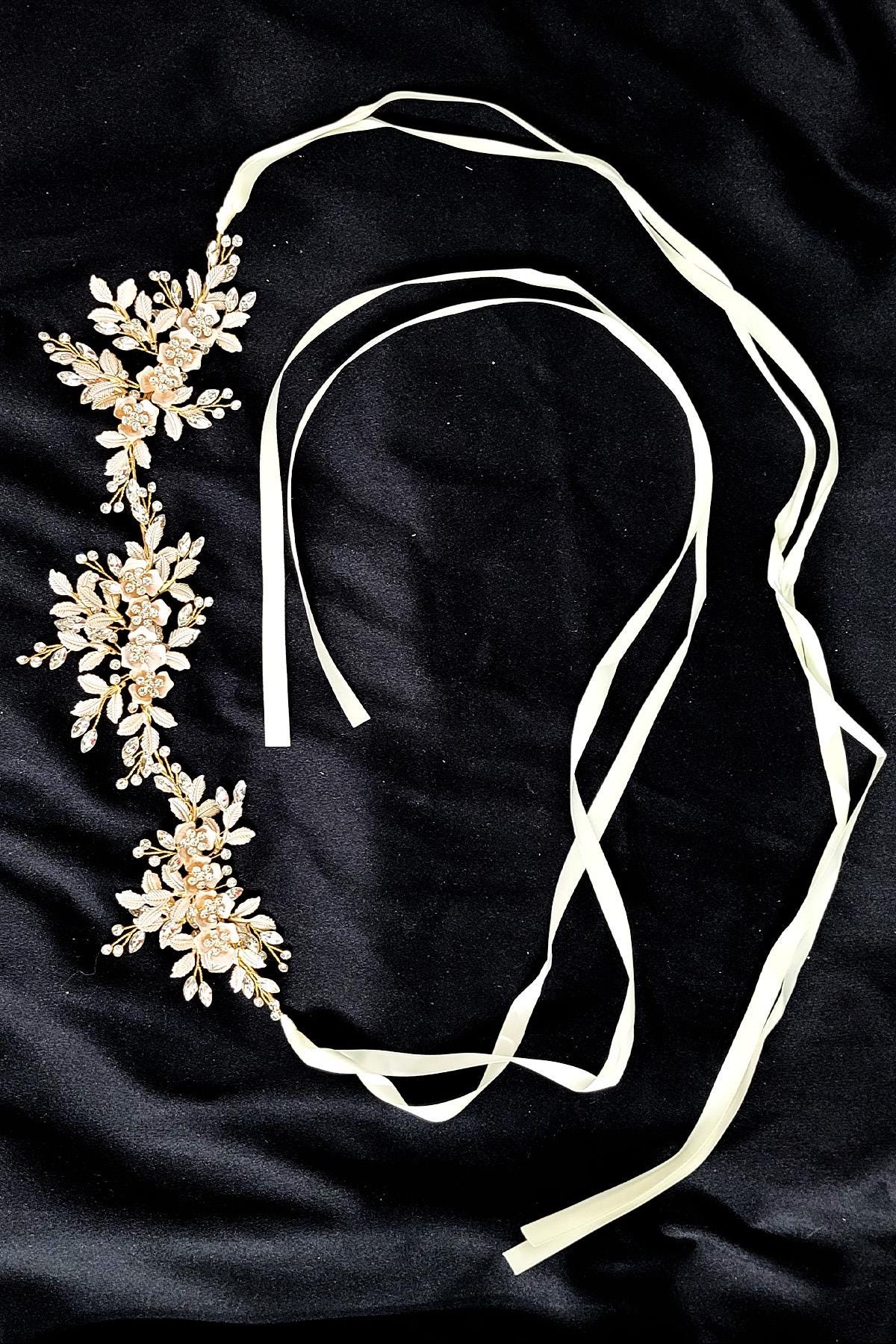 Crystal Jewel Belt With Flowers and Petals, Rhinestones, and Tie On ...