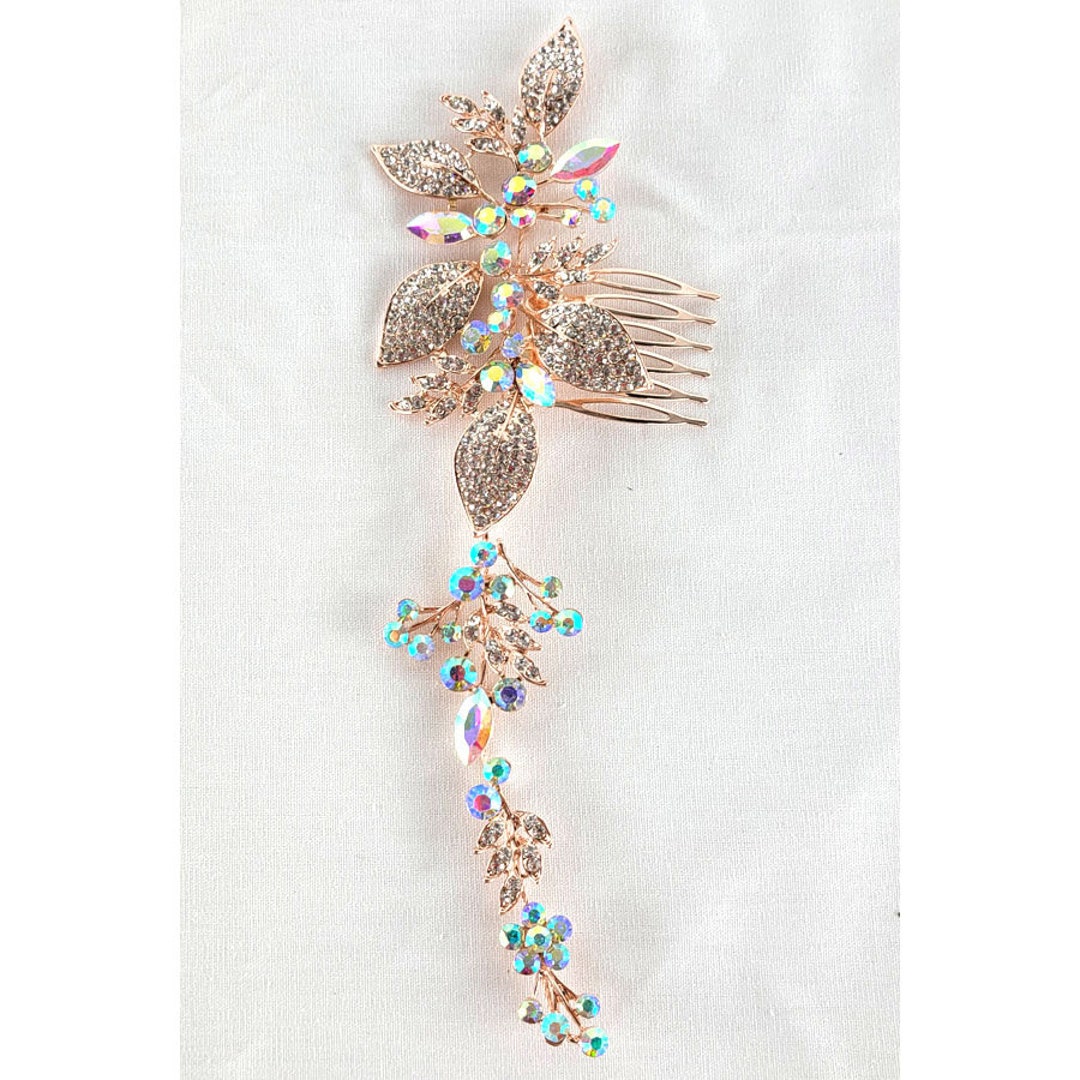 Bendable Metal Hair Comb/hair Vine With Jeweled Leaves and Two Metal ...