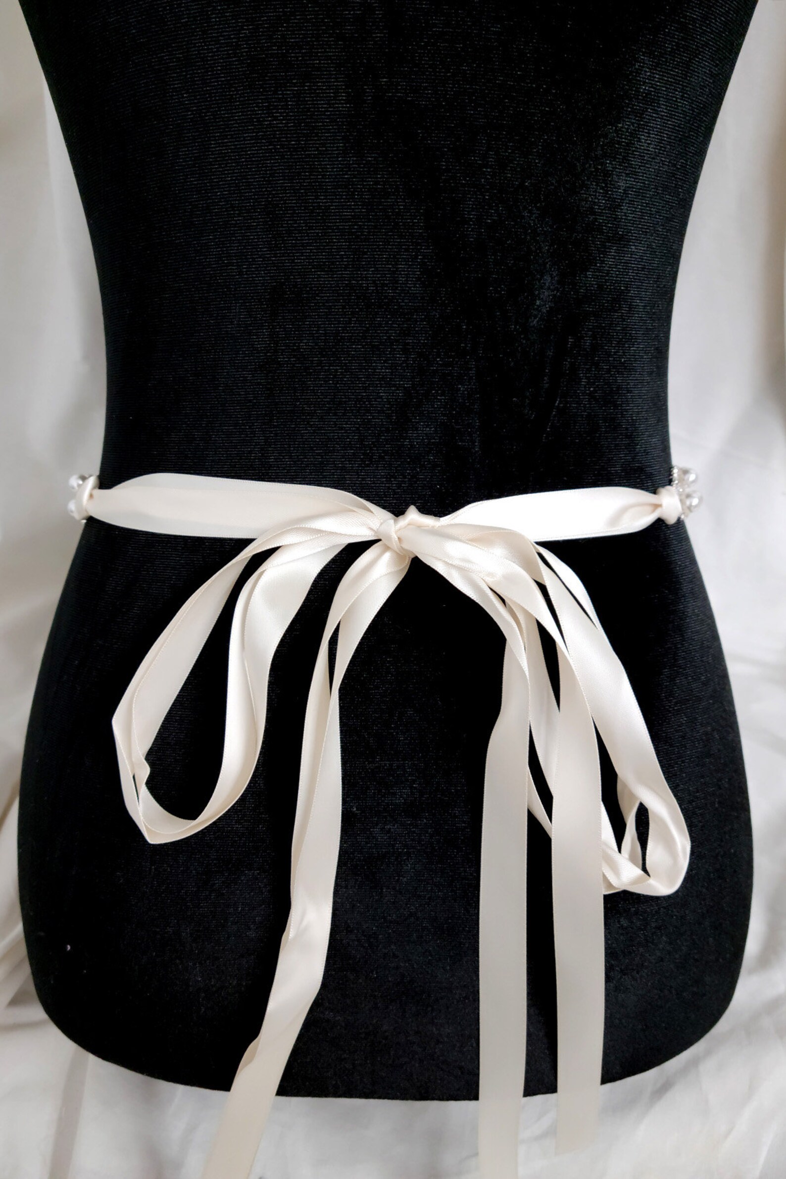 Crystal Jewel Belt With Rhinestones and Tie On/lace up Ivory Sashes ...