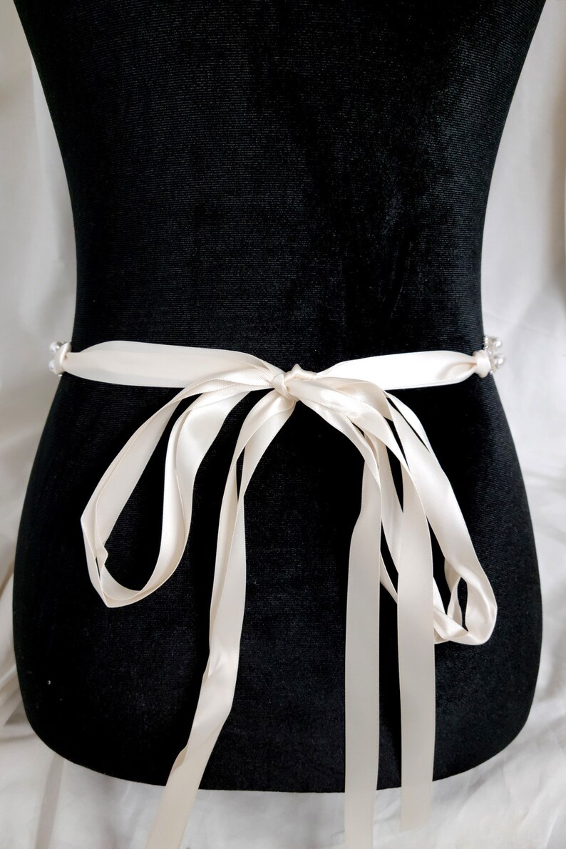 Crystal Jewel Belt With Rhinestones and Tie On/lace up Ivory Sashes ...