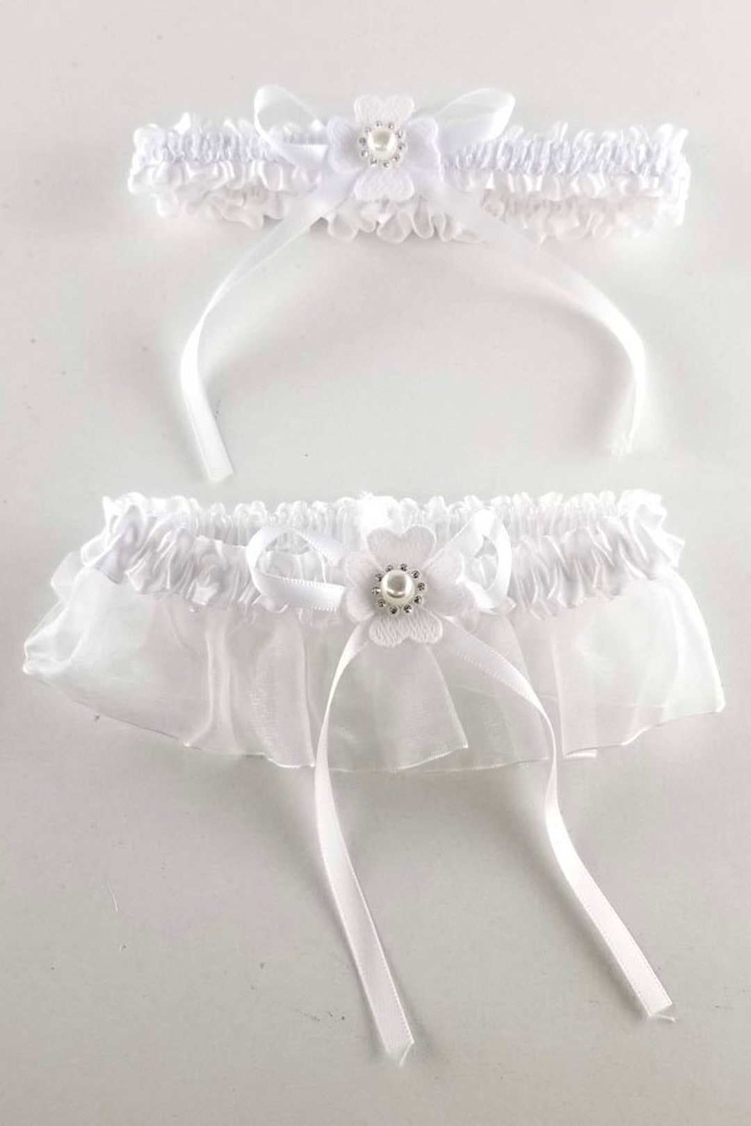 Wedding Lingerie 2 Lace Garter Belt Set With Flowers, Pearls, and ...