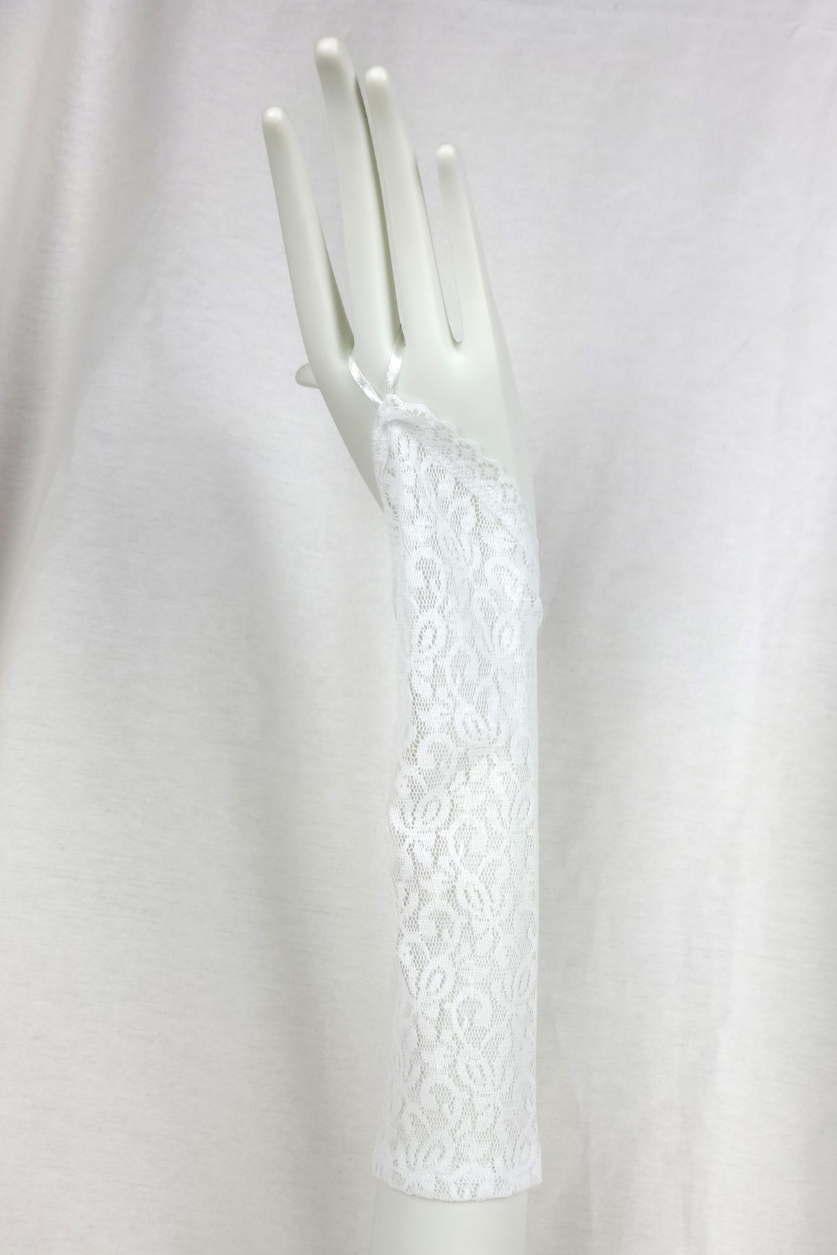 Pair of Sheer Lace Fingerless Formal Occasion Evening Gloves Black ...