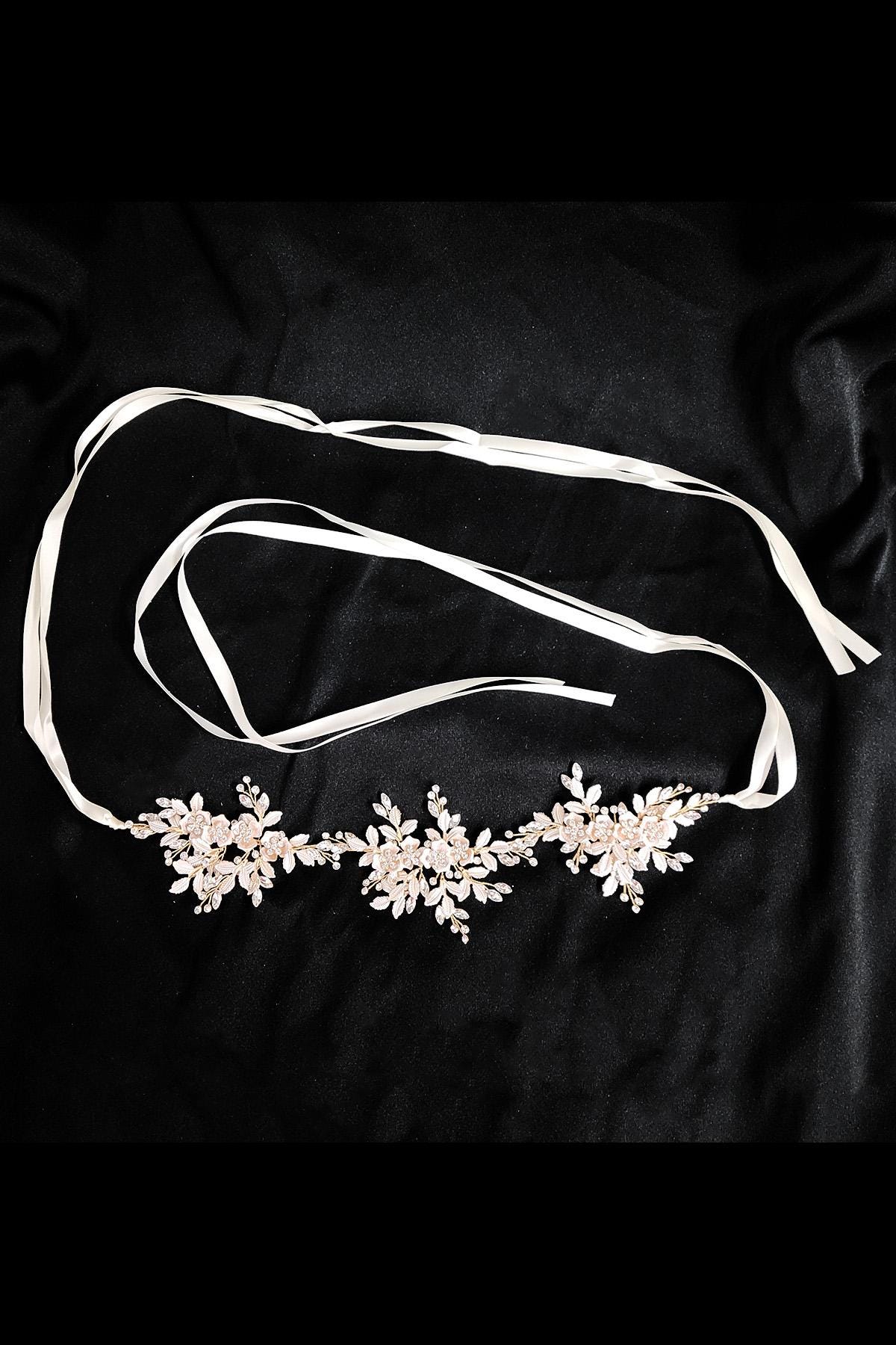 Crystal Jewel Belt With Flowers and Petals, Rhinestones, and Tie On ...