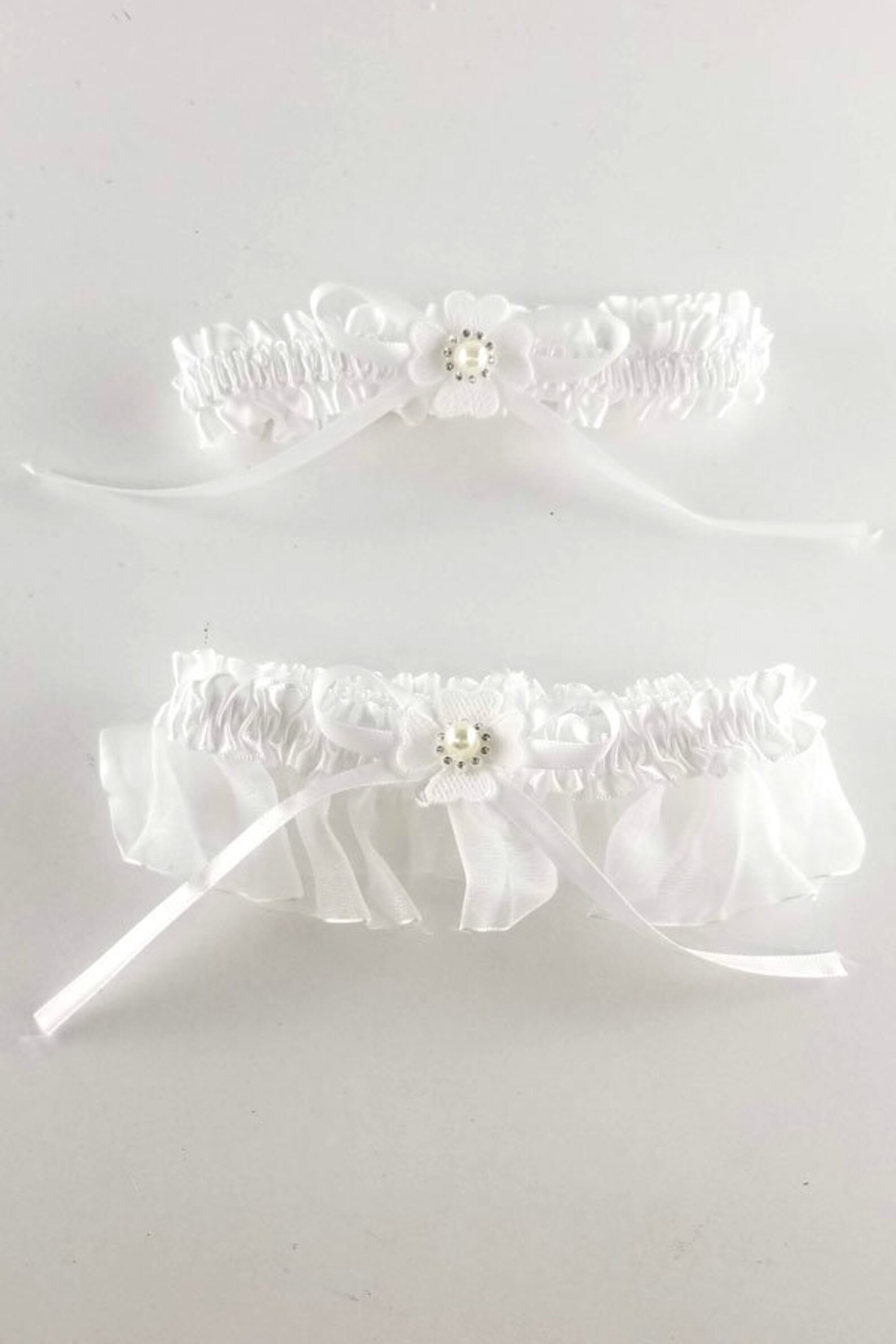 Wedding Lingerie 2 Lace Garter Belt Set With Flowers, Pearls, and ...