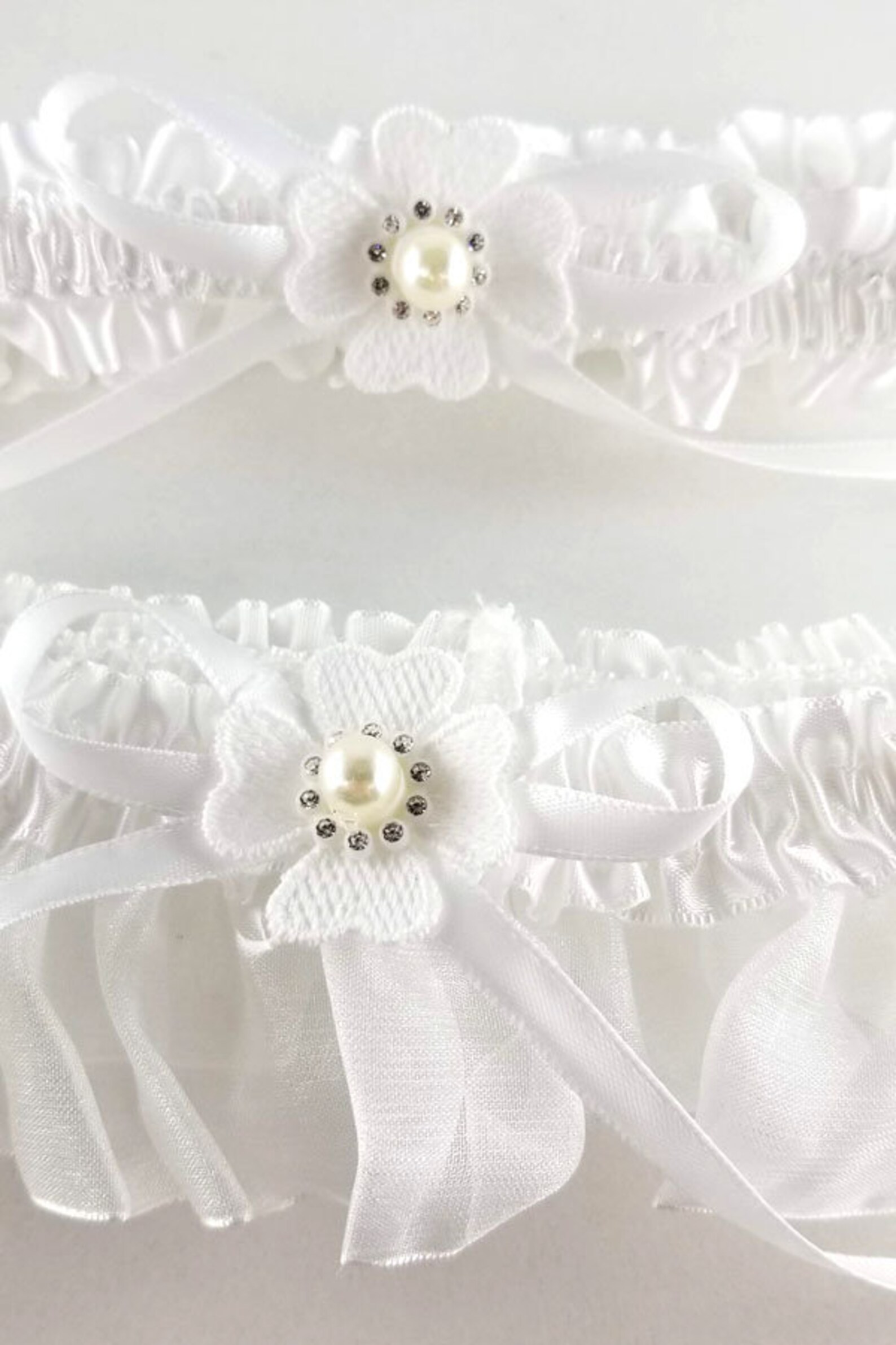 Wedding Lingerie 2 Lace Garter Belt Set With Flowers, Pearls, and ...