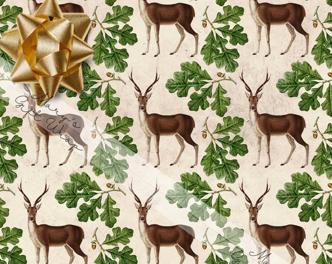 Woodsy Wrapping Paper Deer Gift Wrap Roll Forest Wrapping Paper, Modern ...