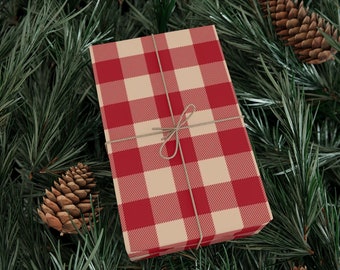 Red Plaid Wrapping Paper 5 Sheets Custom Paper, Wrapping Paper, Custom ...