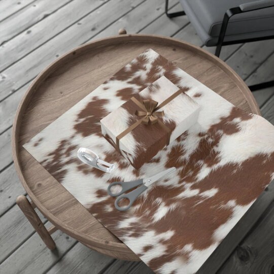 Wrapping Paper: Western Wrapping Paper, Cowhide, Brown Cowhide, Cowboy ...