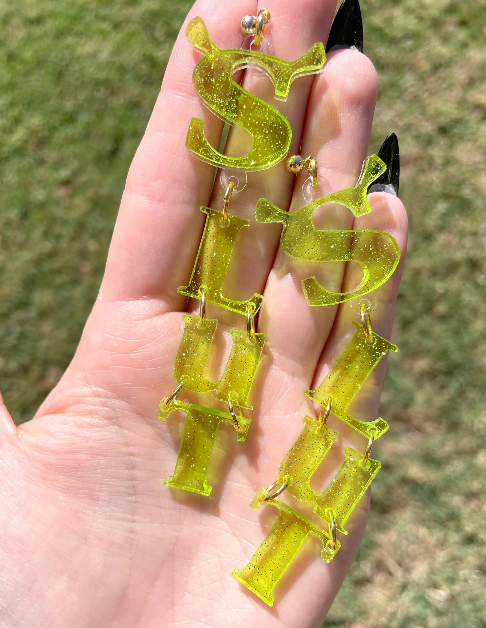 SLUT Grüne Glitzer Ohrringe - Etsy.de