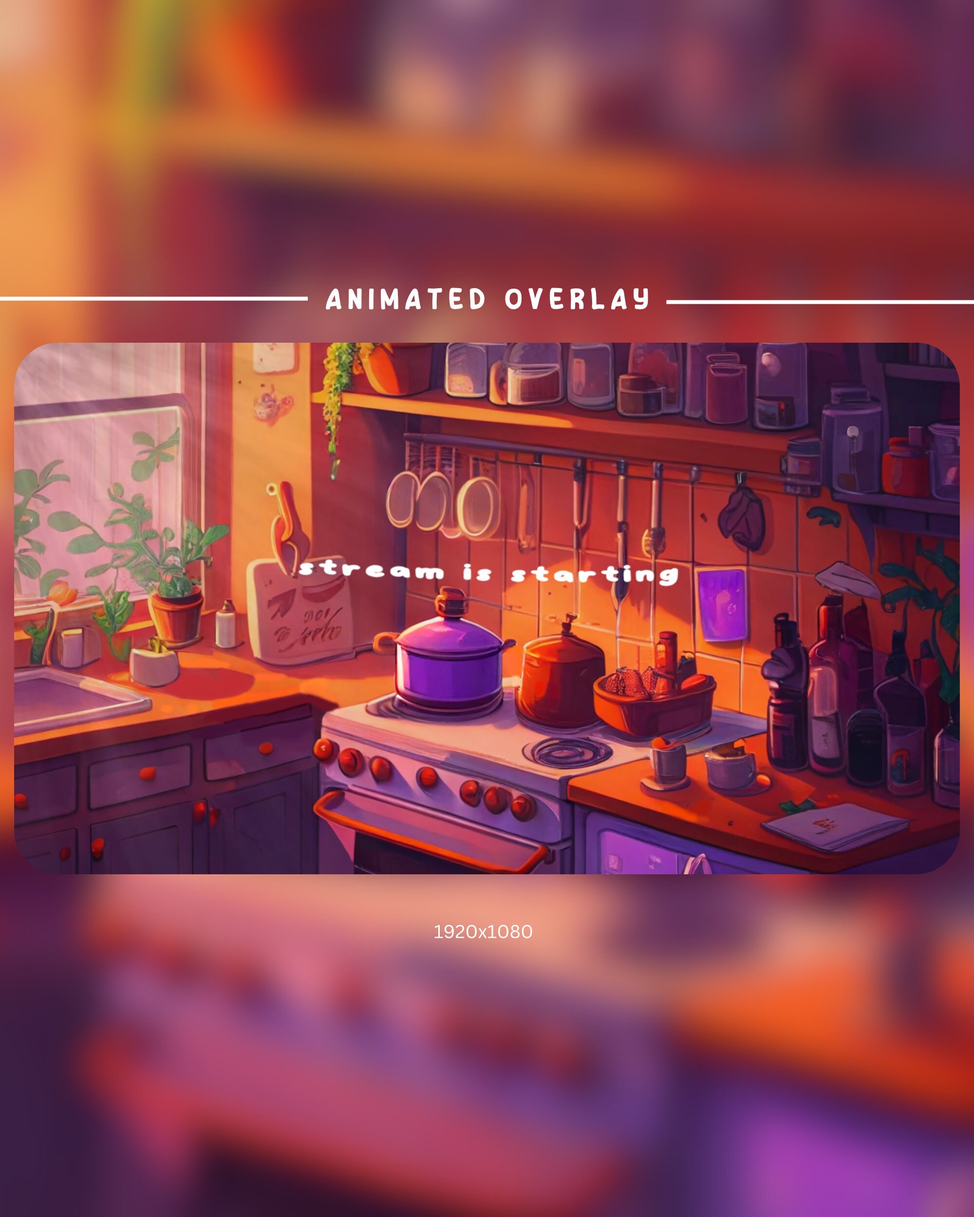 Animated Twitch Overlay Screens lofi Kitchen Twitch, Youtbe, Ghibli ...