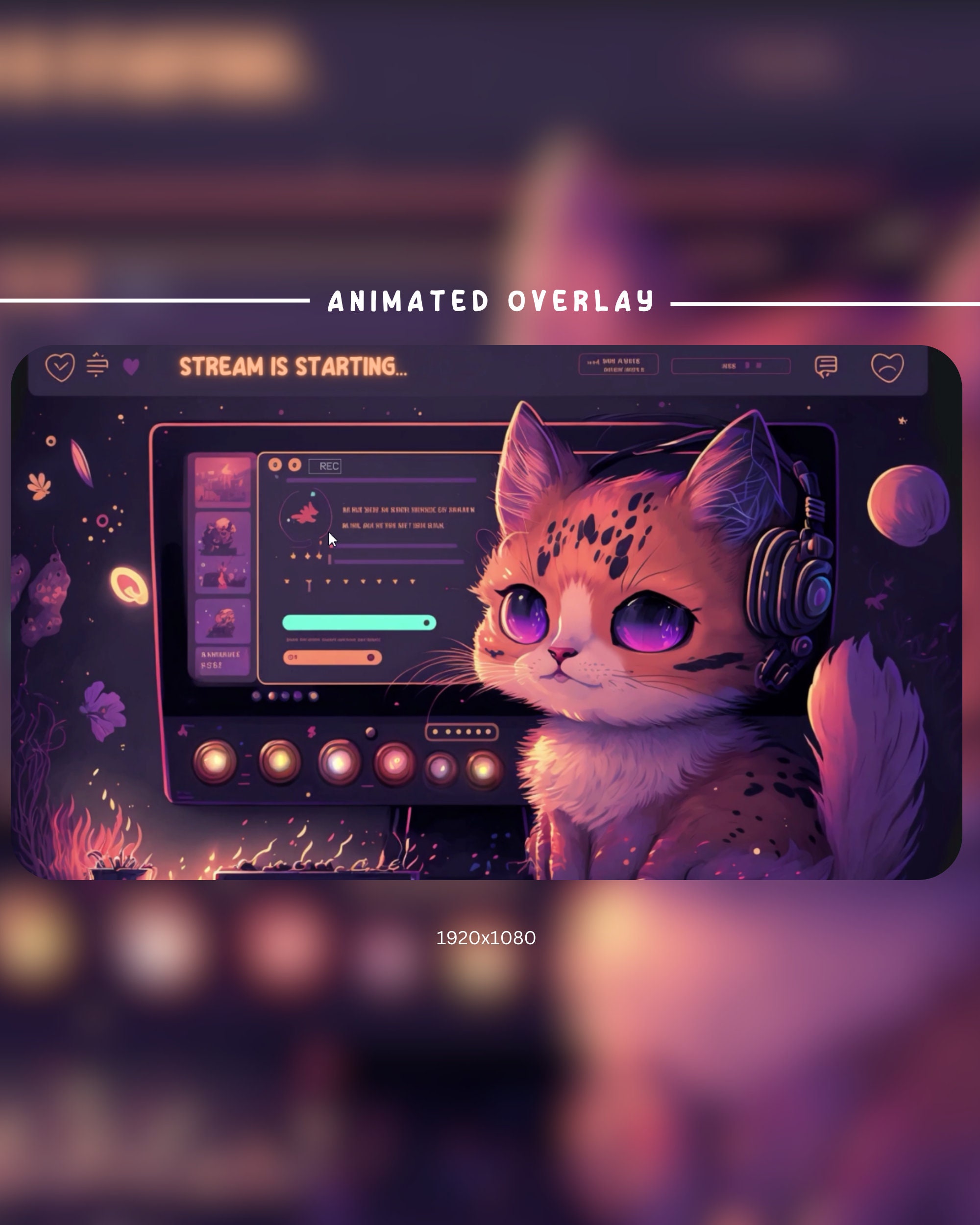 Animated Twitch Overlay Screens cybercat Twitch, Youtbe, Cat, Cute ...