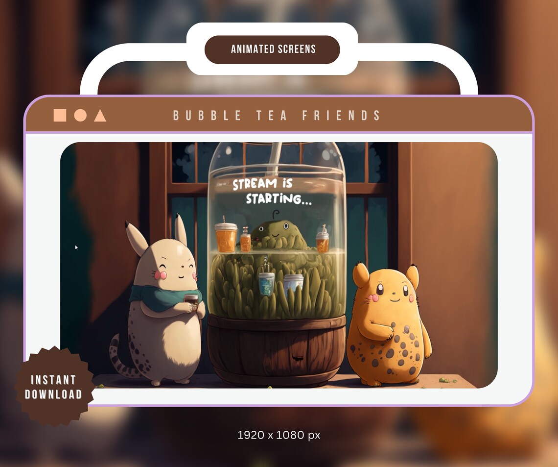 Animated Twitch Overlay Screens bubble Tea Friends Twitch - Etsy