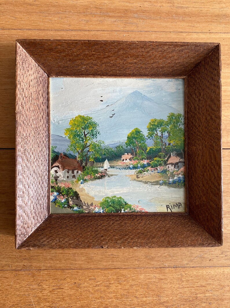 Original Mini Paintings, Set of Two, Vintage MCM Decor, House of Rima ...
