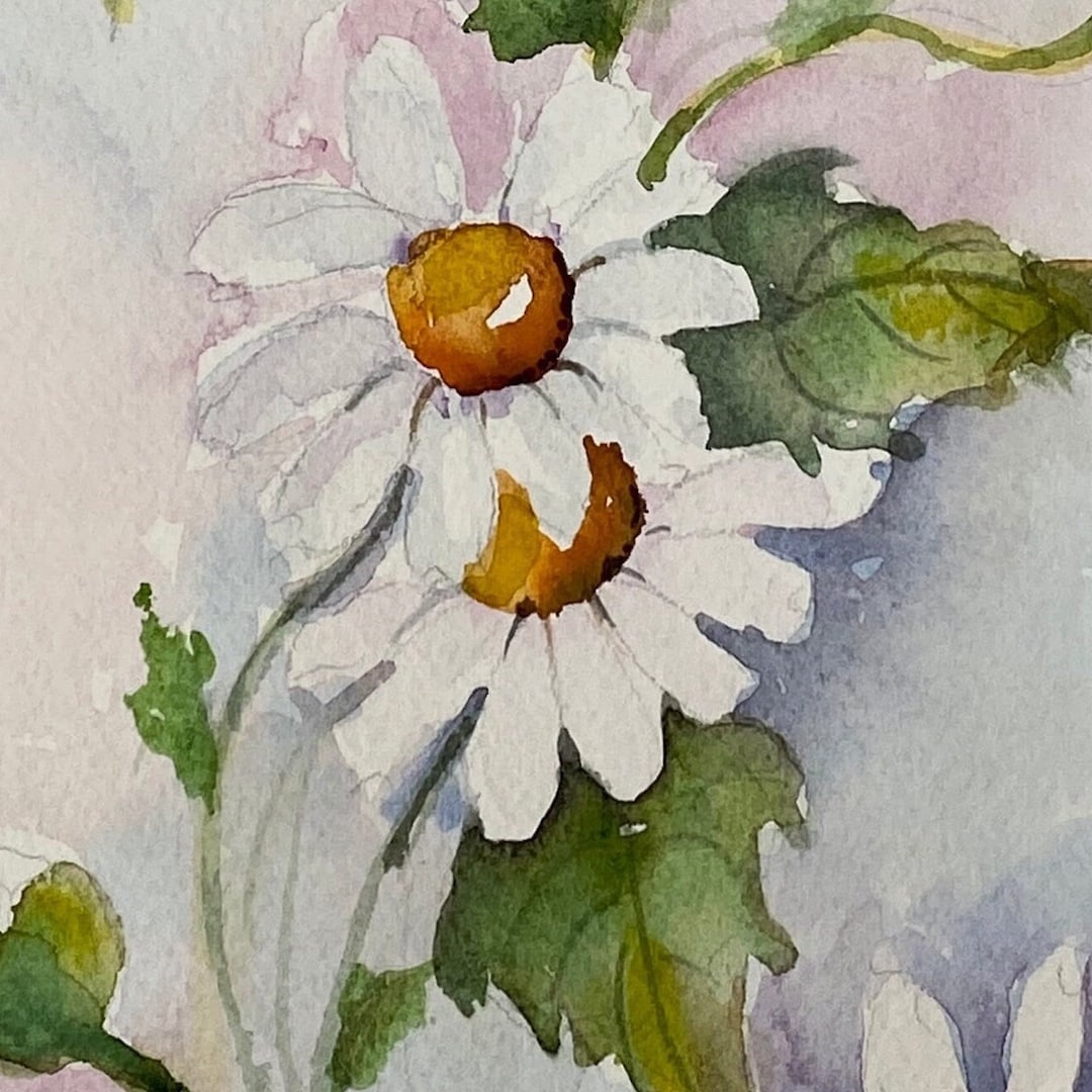Watercolor Original Painting Framed Daisies Vintage Art Edith Wise ...