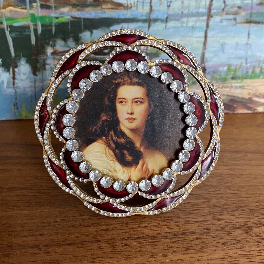Red Enamel Rhinestone Picture Frame Small Hollywood Regency-inspired ...