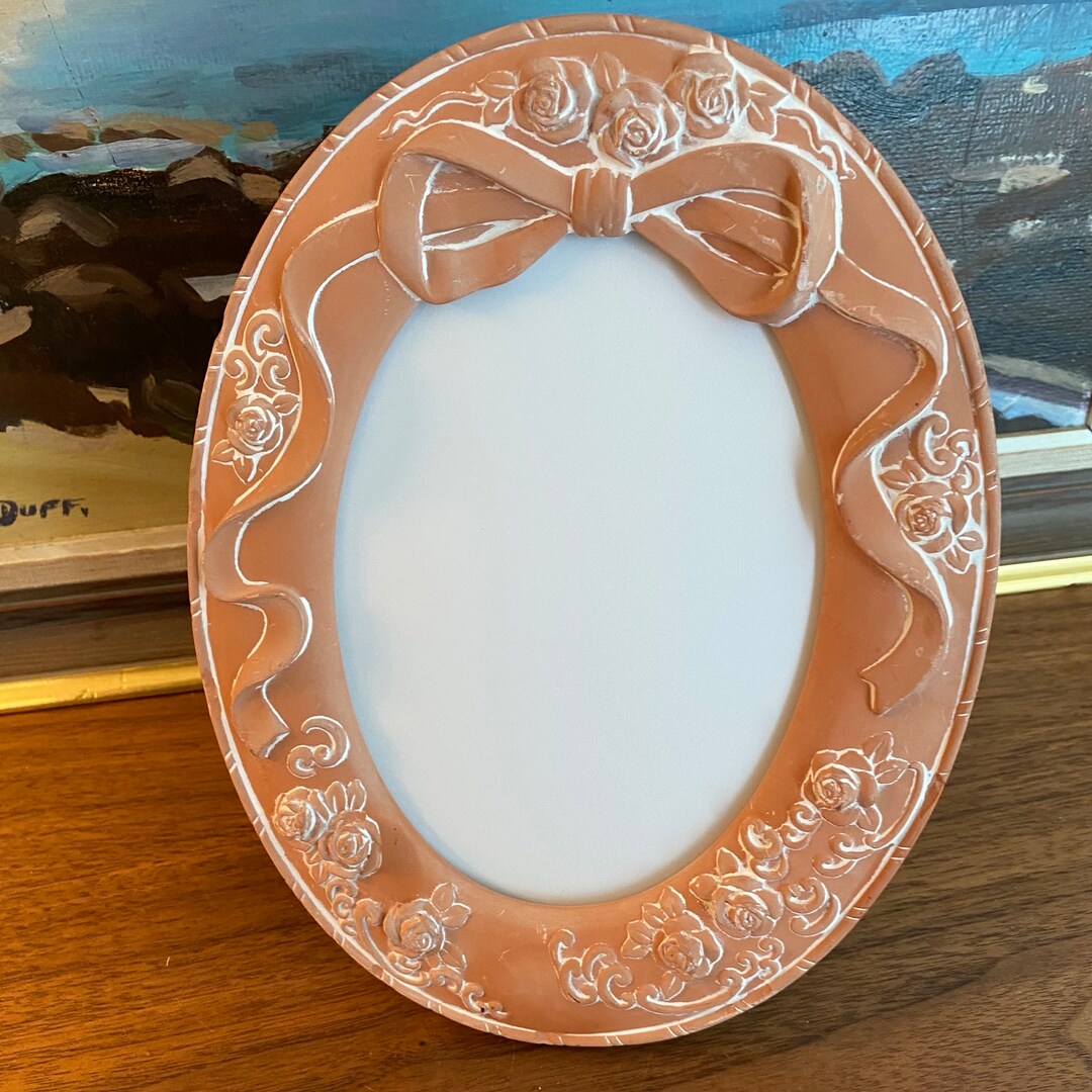 Ornate Oval Picture Frame, Photo 4 X 6, Peach, Terra Cotta Pottery ...
