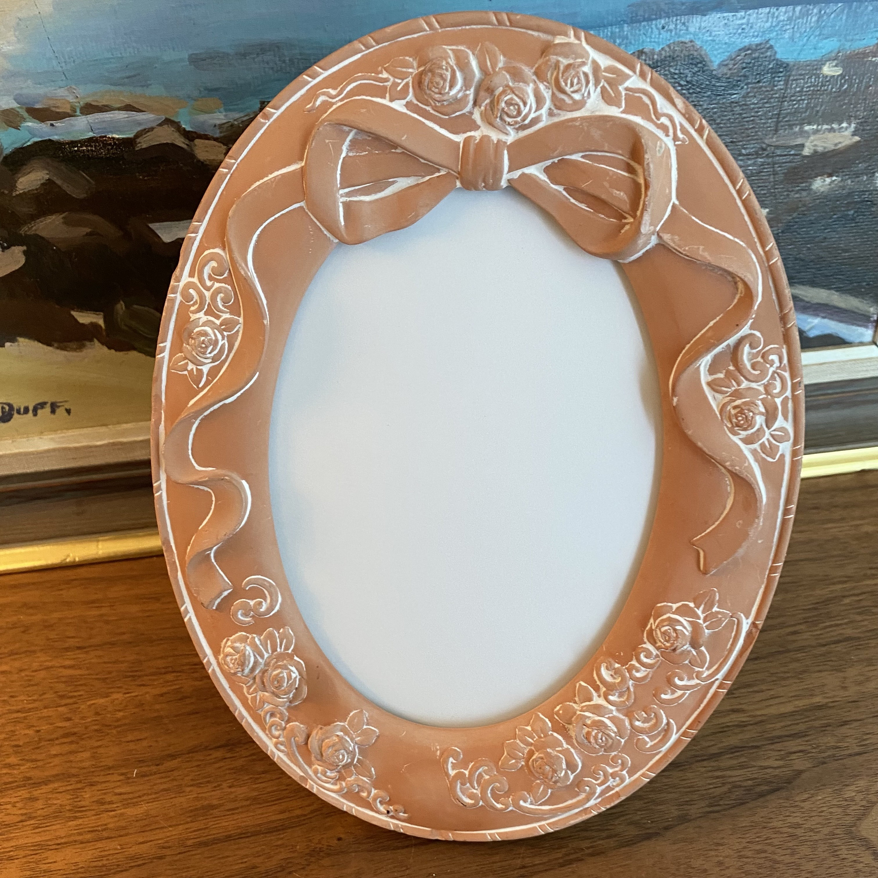 Ornate Oval Picture Frame, Photo 4 X 6, Peach, Terra Cotta Pottery ...