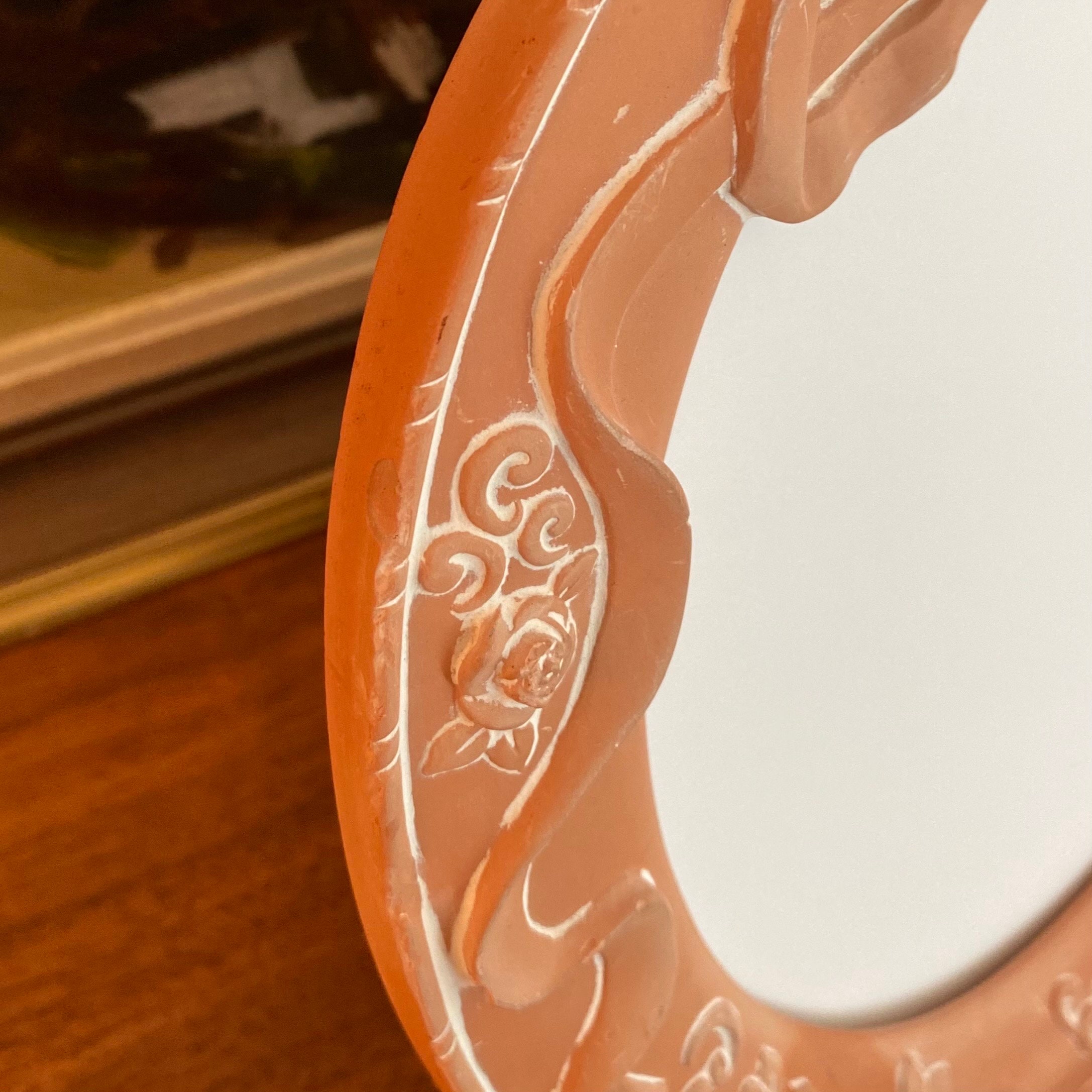 Ornate Oval Picture Frame, Photo 4 X 6, Peach, Terra Cotta Pottery ...