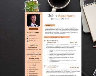 Modern Professional CV Resume Template With Photo Cover - Etsy