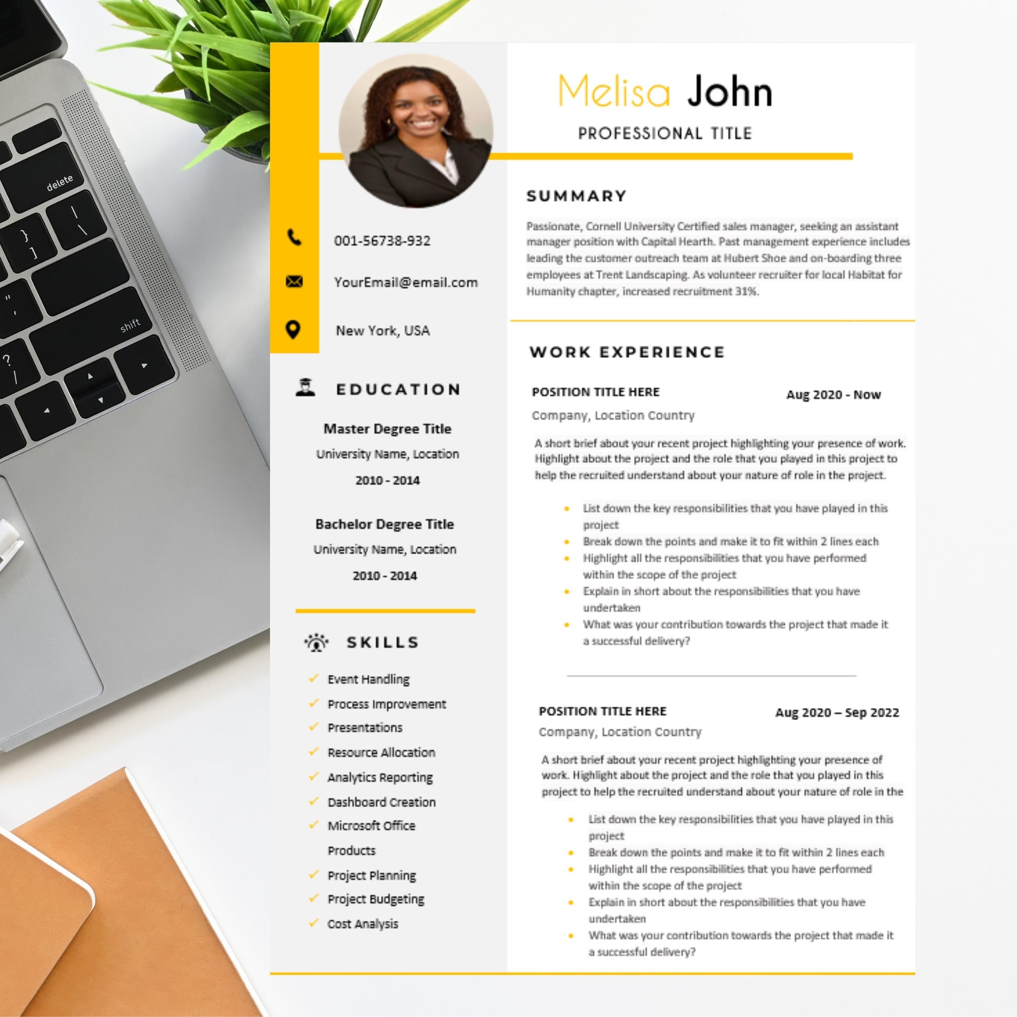 Orange Black - Professional Resume Template | Modern CV Template ...
