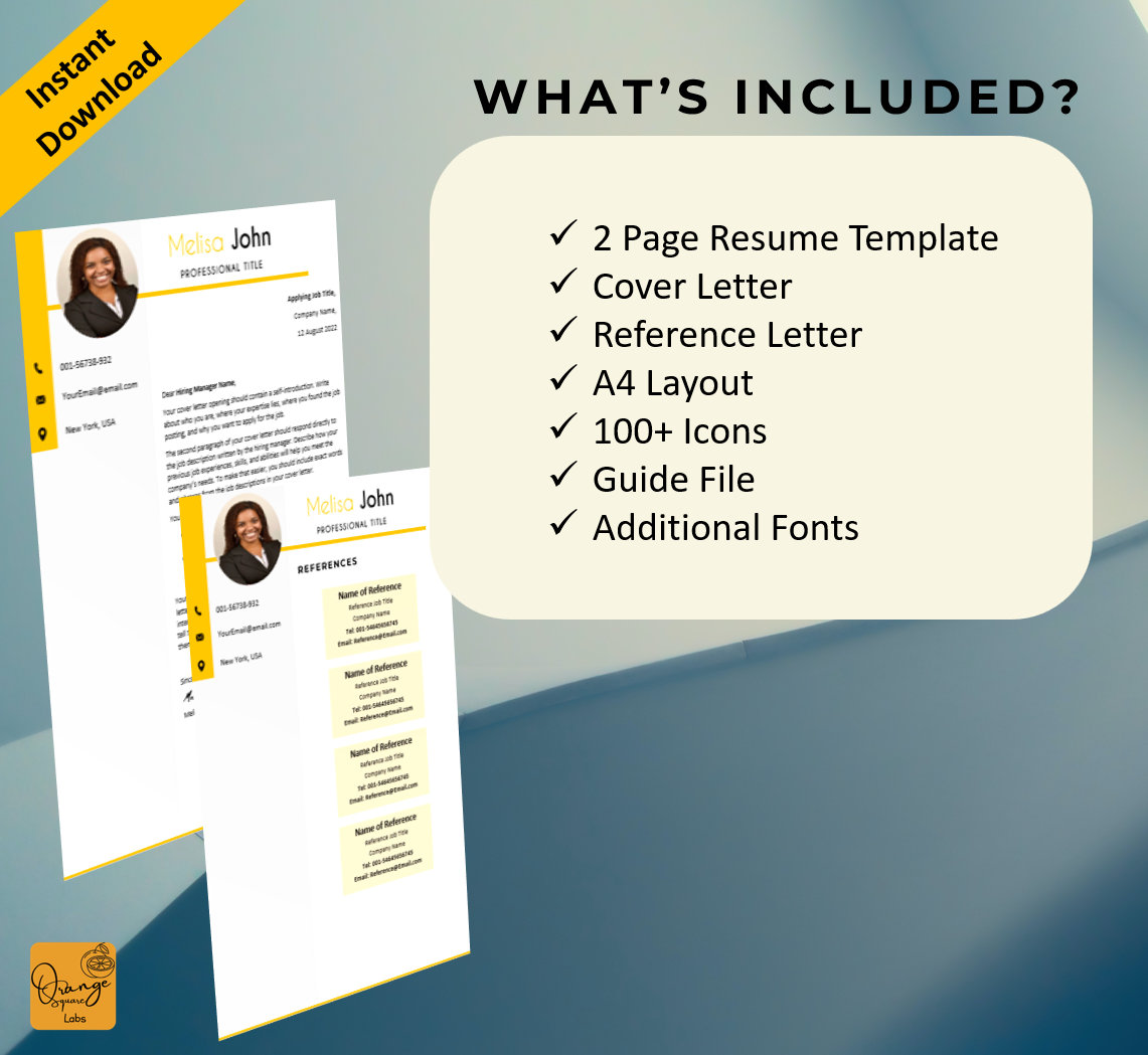 Orange Black Professional Resume Template Modern CV Template Attractive ...