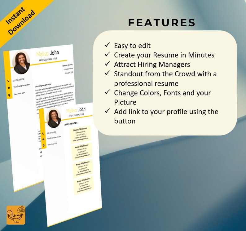 Orange Black Professional Resume Template Modern CV Template Attractive ...