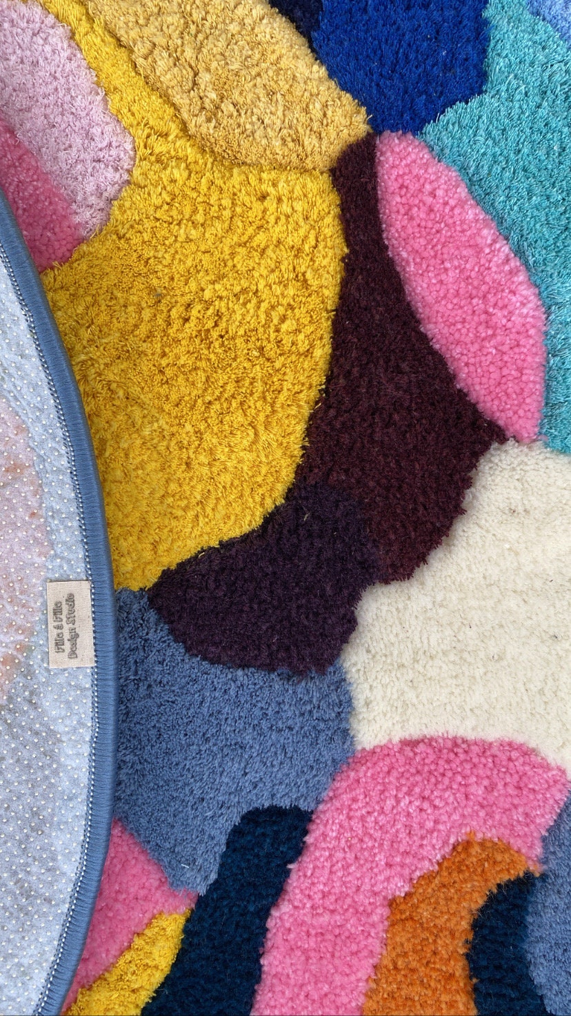 Handmade Colorful Circle Rug: Modern Tufted Cotton-acrylic Area Rug - Etsy