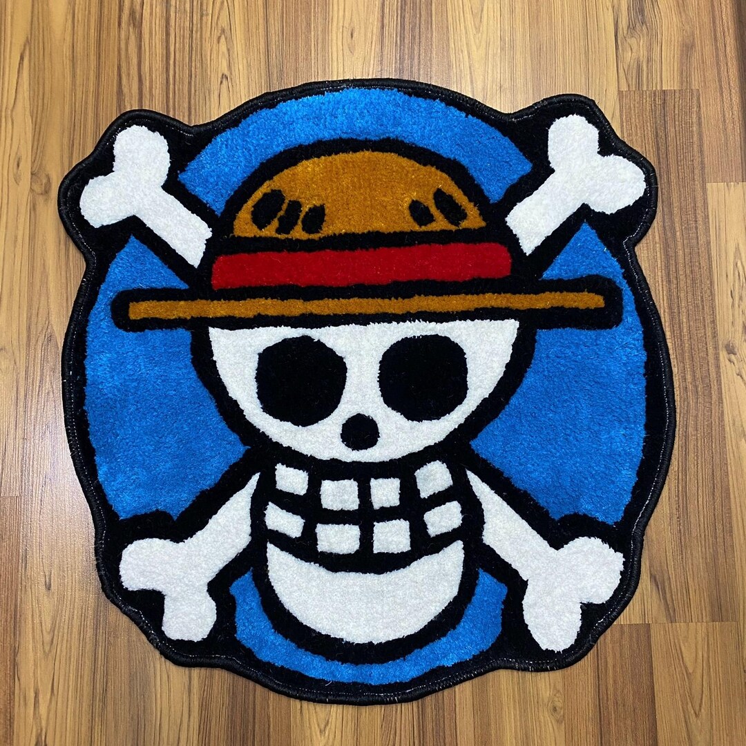 One Piece Rug: Handmade Tufted Anime Rug - Skeleton Flag Design - Etsy
