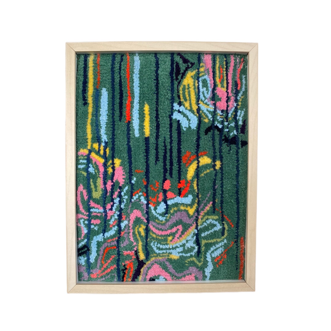 Green Flow Tufted Design With Frame %100 Handmade Acrylic and Cotton - Etsy