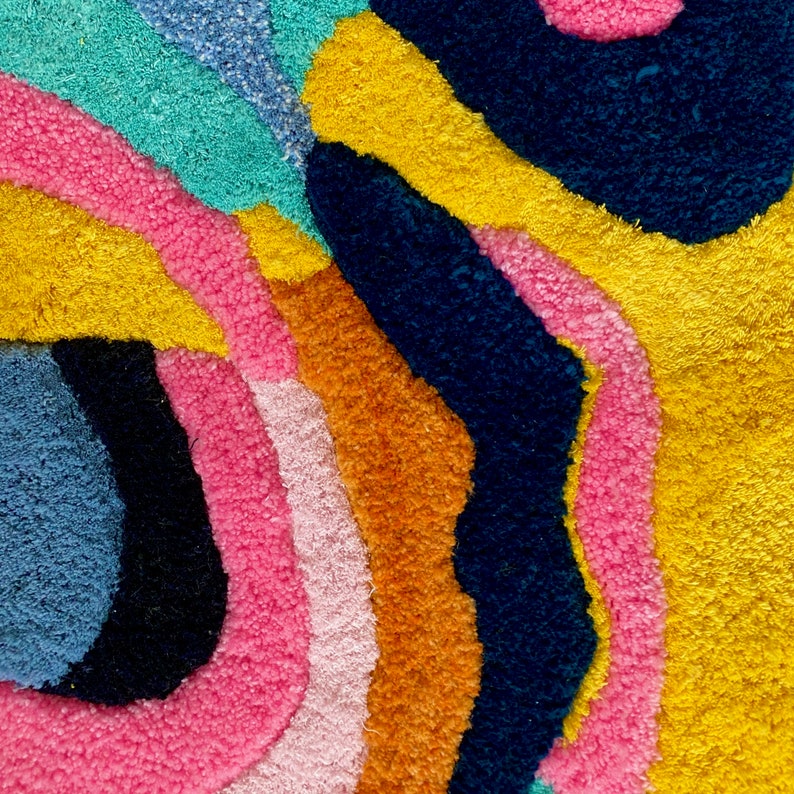 Handmade Colorful Circle Rug: Modern Tufted Cotton-acrylic Area Rug - Etsy