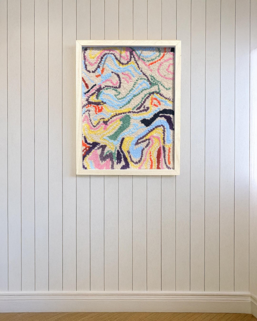Flow Tufted Design With Frame %100 Handmade Acrylic and Cotton - Etsy