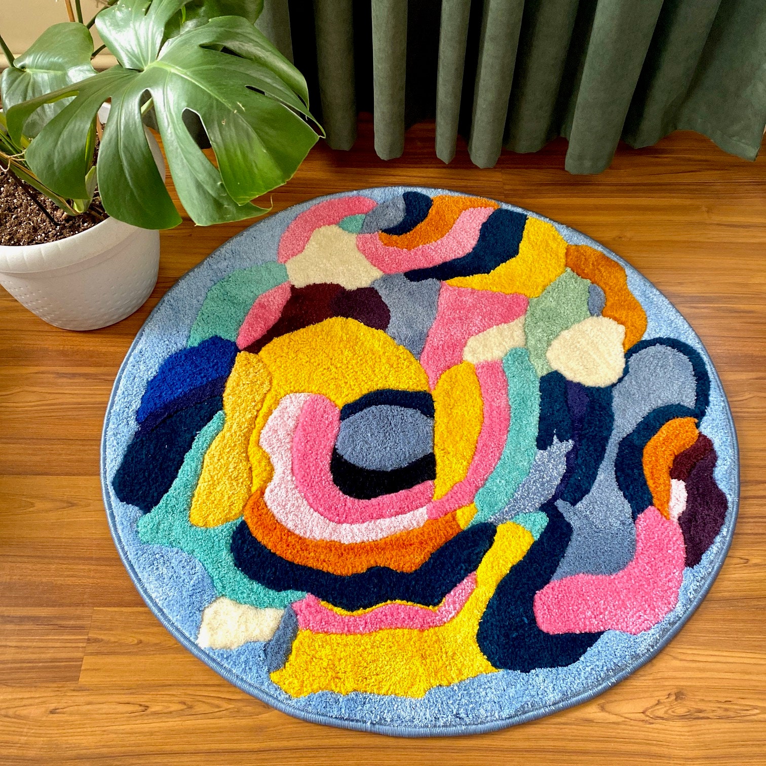 Handmade Colorful Circle Rug: Modern Tufted Cotton-acrylic Area Rug - Etsy