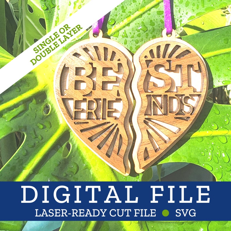 Best Friends Ornament SVG Digital File for Laser, Glowforge, Silhouette ...