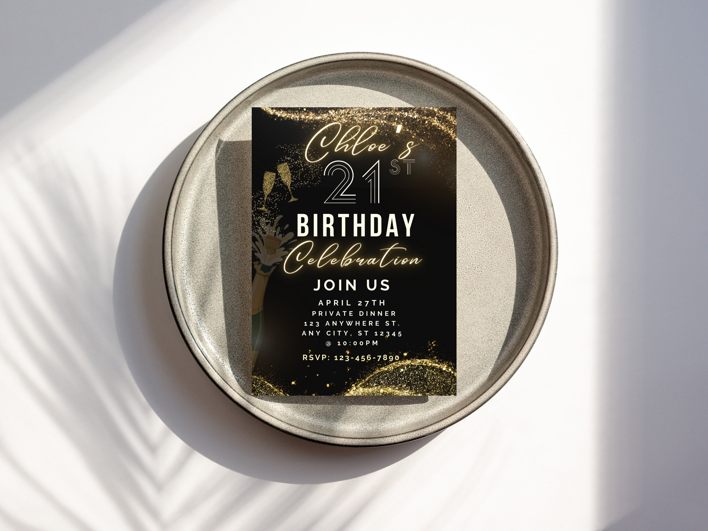 Champagne Theme Birthday Party Invitation Template Printable Canva ...