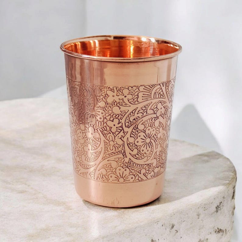 100% Pure Copper Cup - Handcrafted Ayurvedic Tumbler for Water ...