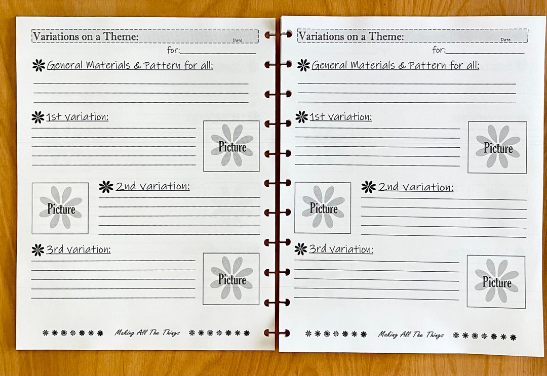 Project Journal Refill: Variations on a Theme, Discbound Pages - Etsy