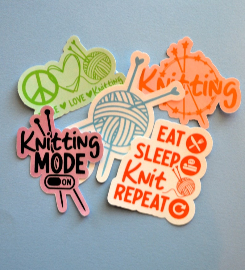 Waterproof Knitting Stickers. Knitting Stickers. Yarn Lover Stickers ...