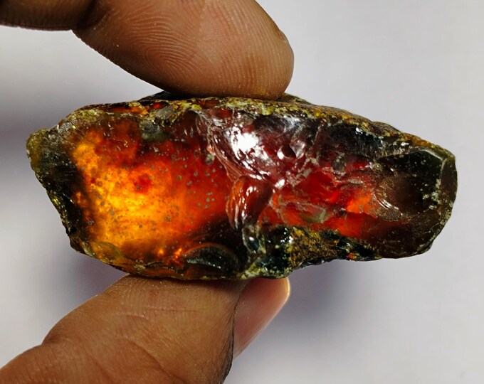 Natural Amber Gemstone : Raw Amber, Transparent Loose Stone (75 Carat ...