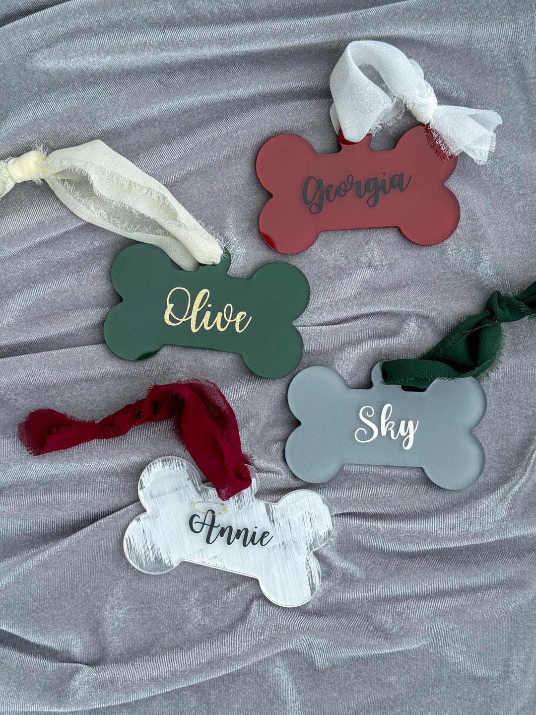 Custom Dog Bone Christmas Ornament | Pet Loss Keepsake | Personalized ...